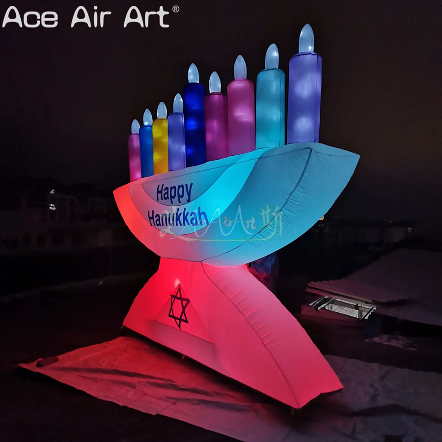 Colored Candles 4m W x 3m H Inflatable Hanukkah Candlestick with Built ...